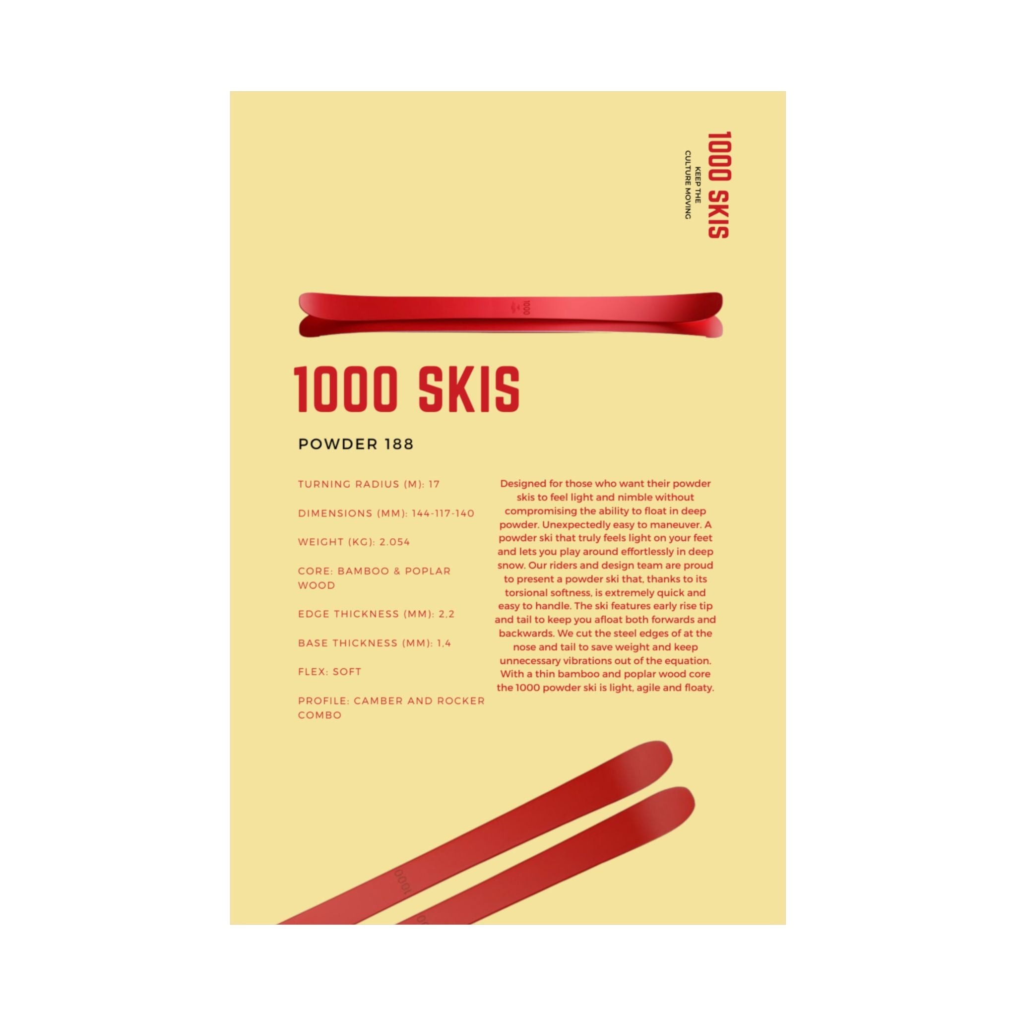 1000 Skis Powder 188 - Poster – Ski Haven